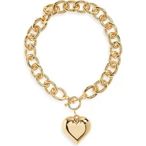 KENNETH JAY LANE Heart Pendant Toggle Necklace - Gold