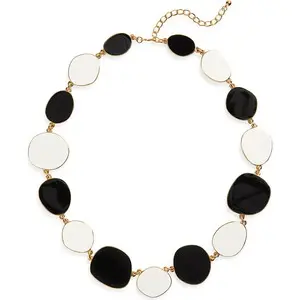 KENNETH JAY LANE Enamel Disc Collar Necklace - Black/white
