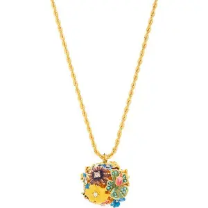 KENNETH JAY LANE Flower Ball Pendant Necklace - Polished Gold