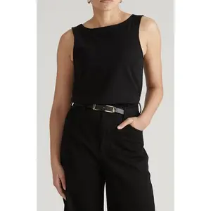 Universal Standard Noyack Breton Stripe Tank - Solid Black