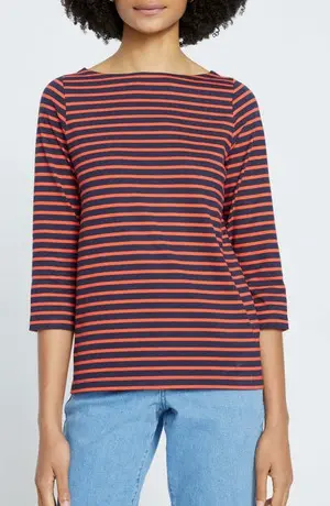 Universal Standard Belle Breton Stripe Top - Navy/red Stripe