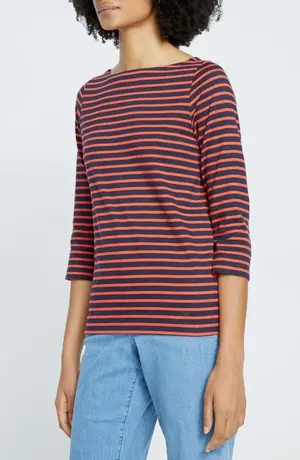 Universal Standard Belle Breton Stripe Top - Navy/red Stripe