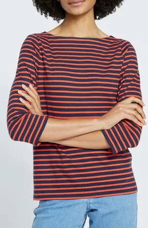 Universal Standard Belle Breton Stripe Top - Navy/red Stripe