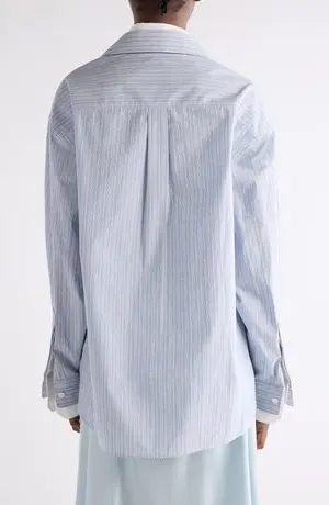 Acne Studios Layered Stripe Button-up Shirt - Blue/white