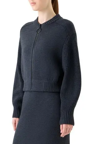 Akris Stretch Virgin Wool Bomber Jacket