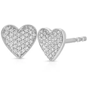 Maya Brenner Designs Pavé Heart Stud Earrings - 14k White Gold
