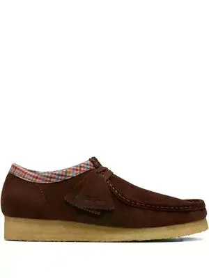 Clarks Suede Boots With Check Trim - Brown