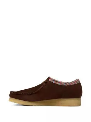 Clarks Suede Boots With Check Trim - Brown