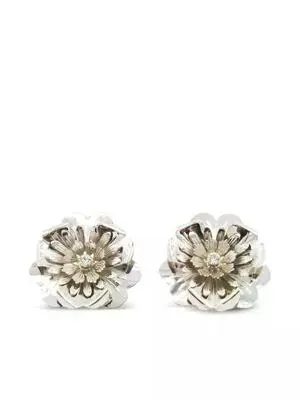 Blumarine Embellished Flower Earrings - Silver