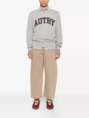 AUTRY Logo-embroidered Crew-neck Sweatshirt - Grey