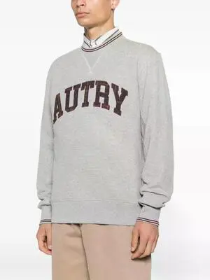 AUTRY Logo-embroidered Crew-neck Sweatshirt - Grey
