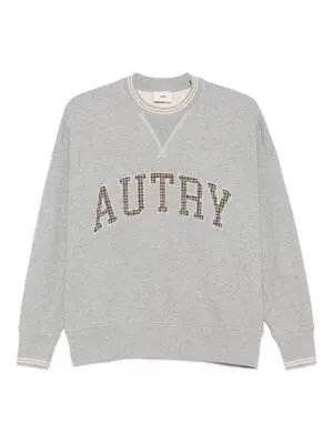 AUTRY Check-pattern Embroidered Sweatshirt - Grey