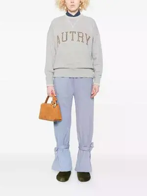 AUTRY Check-pattern Embroidered Sweatshirt - Grey