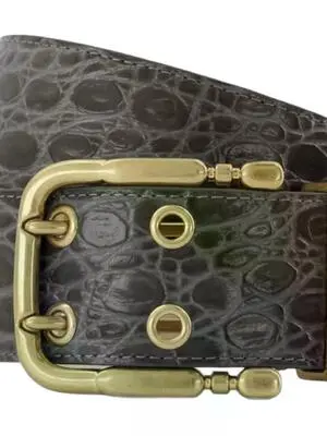 By Far Croc-embossed Buckle Belt - Grey