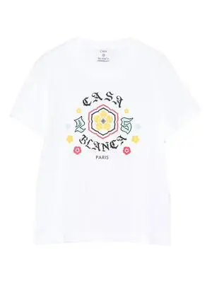 Casablanca Floral-print Cotton T-shirt - White