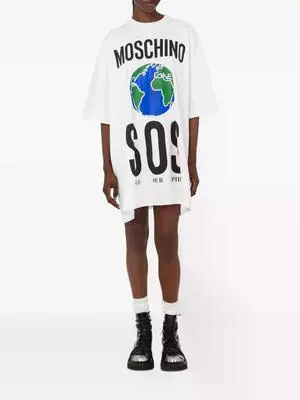 Moschino Globe-print T-shirt Mini Dress - White