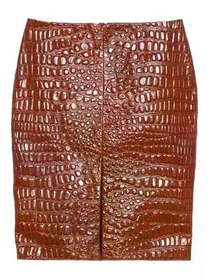 Saint Laurent Embossed Leather Skirt