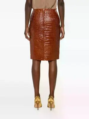 Saint Laurent Embossed Leather Skirt