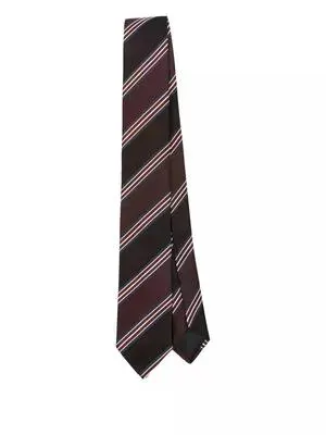 LARDINI Striped Silk Neck Tie - Red