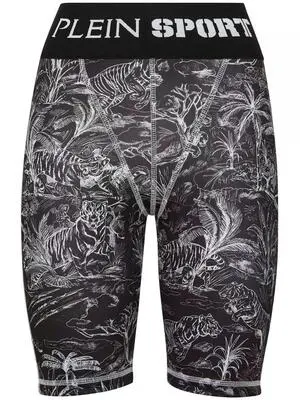 PLEIN SPORT Jungle Print Compression Shorts