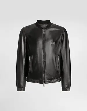 Dolce & Gabbana Lambskin Leather Jacket With Logo Tag
