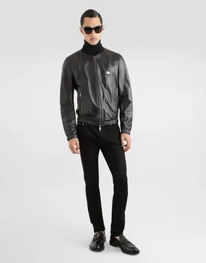 Dolce & Gabbana Lambskin Leather Jacket With Logo Tag