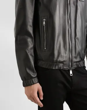 Dolce & Gabbana Lambskin Leather Jacket With Logo Tag