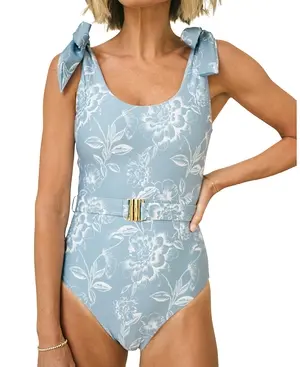 HERMOZA Brittany Bow Strap One-piece Swimsuit - Meadow Whisper
