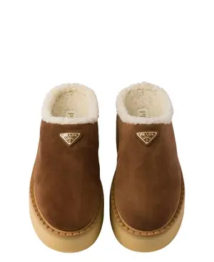 Prada Suede Slippers - Brown