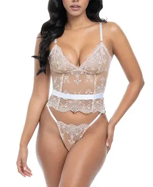 OH LA LA CHERI Marielli Bustier Bra Set - Baroque Blossoms/bright White