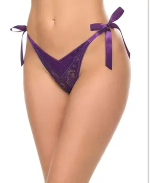 OH LA LA CHERI Hailey Lace Side Bows Panty - Imperial Purple