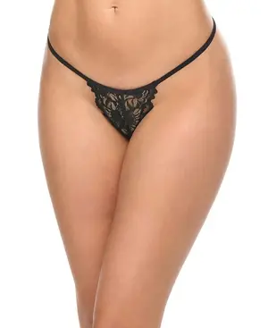 OH LA LA CHERI Marcia Lace Micro G-string Panty - Black