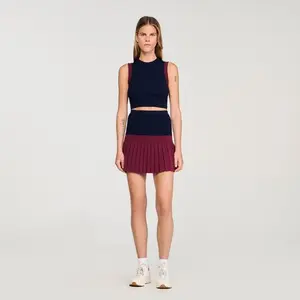 Sandro Two-tone Rib Knit Top - Navy Blue