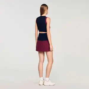 Sandro Two-tone Rib Knit Top - Navy Blue