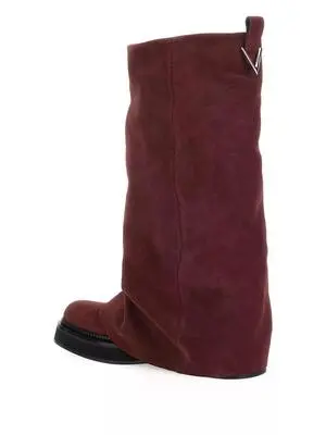 Attico Robin Suede Combat Boots - Red
