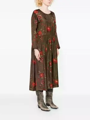 UMA WANG Pomegranate-print Gathered Dress