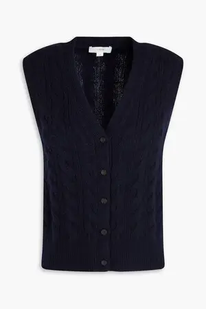 Vince Cable-knit Wool-blend Vest - Midnight Blue