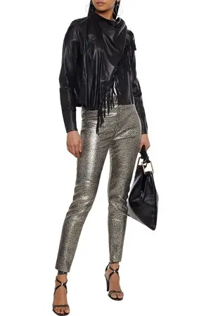 Isabel Marant Étoile Etienne Metallic Leopard-print Leather Pants