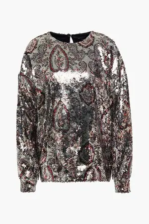 Isabel Marant Olivio Printed Sequined Tulle Top
