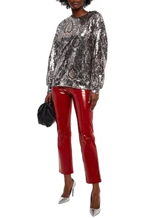 Isabel Marant Olivio Printed Sequined Tulle Top