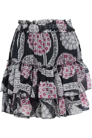 Isabel Marant Étoile Ruffled Printed Silk Jacquard Mini Skirt