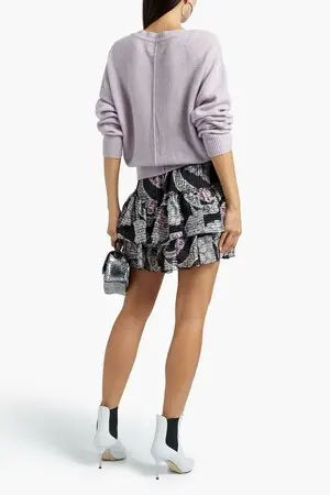 Isabel Marant Étoile Ruffled Printed Silk Jacquard Mini Skirt