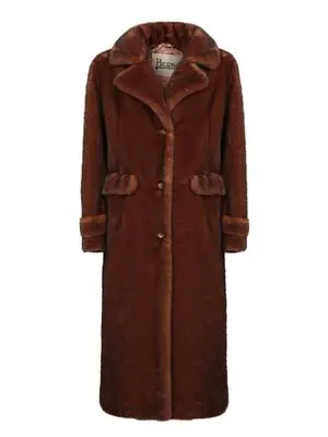 Herno Long Faux Fur Coat - Brown