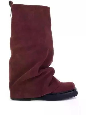 Attico Robin Suede Combat Boots - Red