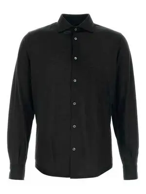 Fedeli Wool Long-sleeve Shirt - Black