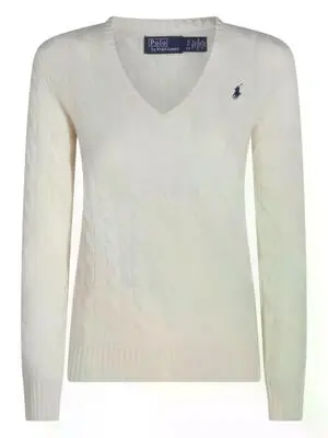 Polo Ralph Lauren Cable-knit V-neck Sweater - White