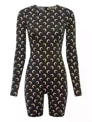 MARINE SERRE Crescent-print Jumpsuit - Black