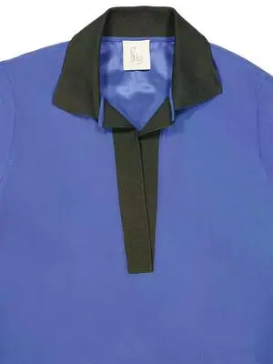 PAULA Contrasting-collar Blouse - Blue
