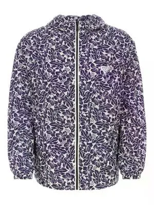 Prada Hibiscus-print Hooded Windbreaker - Blue