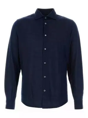 Fedeli Buttoned-front Wool Shirt - Blue
